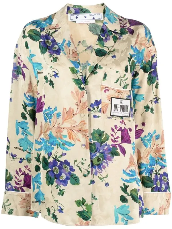 Off-White Floral Print Long-sleeve Shirt - Multicolour