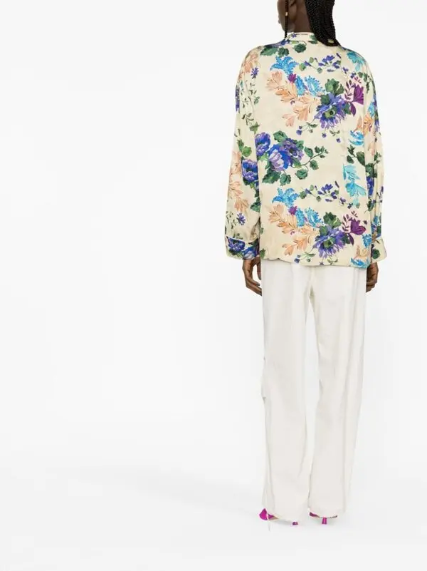 Off-White Floral Print Long-sleeve Shirt