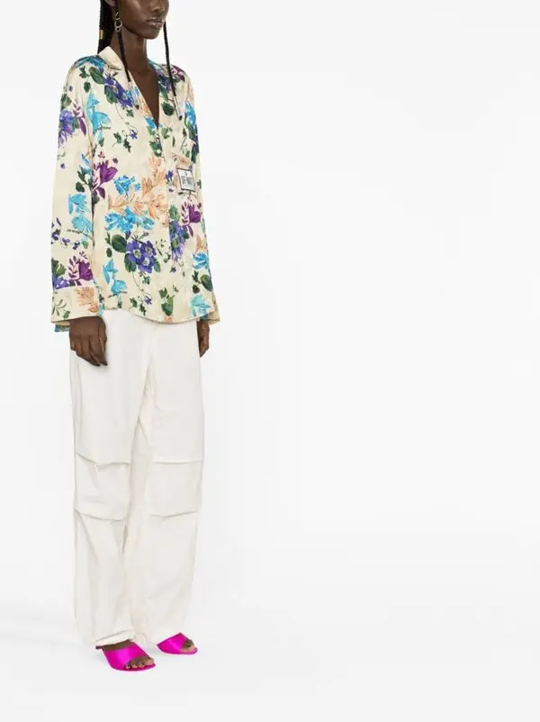 Off-White Floral Print Long-sleeve Shirt