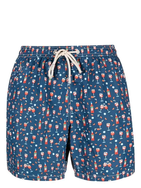 MC2 SAINT BARTH Graphic-print Swim Shorts - Blue