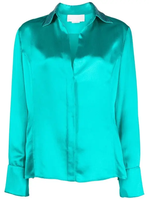 GENNY Stud-embellished Satin Shirt