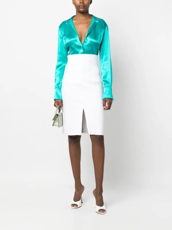 GENNY Stud-embellished Satin Shirt