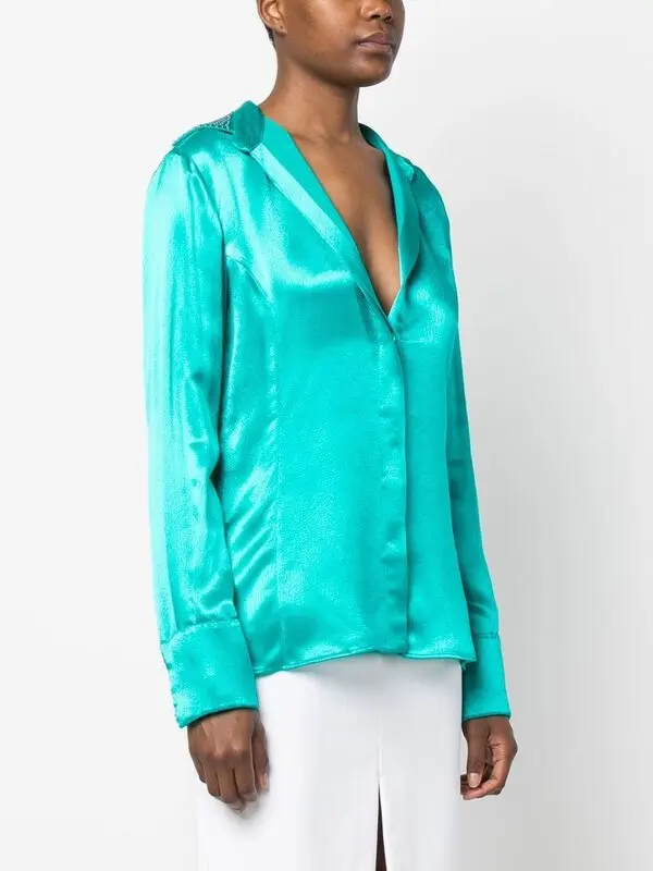 GENNY Stud-embellished Satin Shirt
