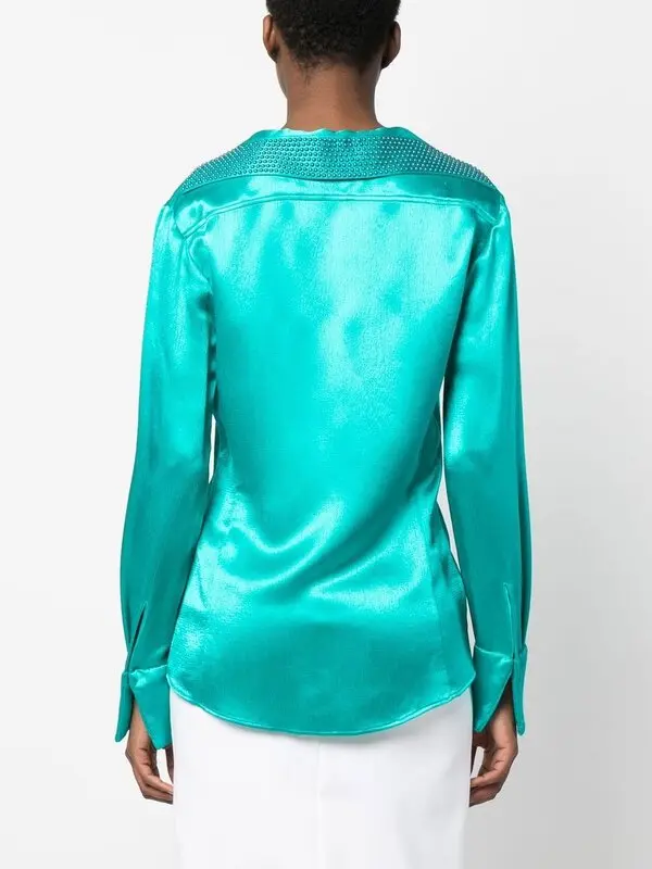 GENNY Stud-embellished Satin Shirt