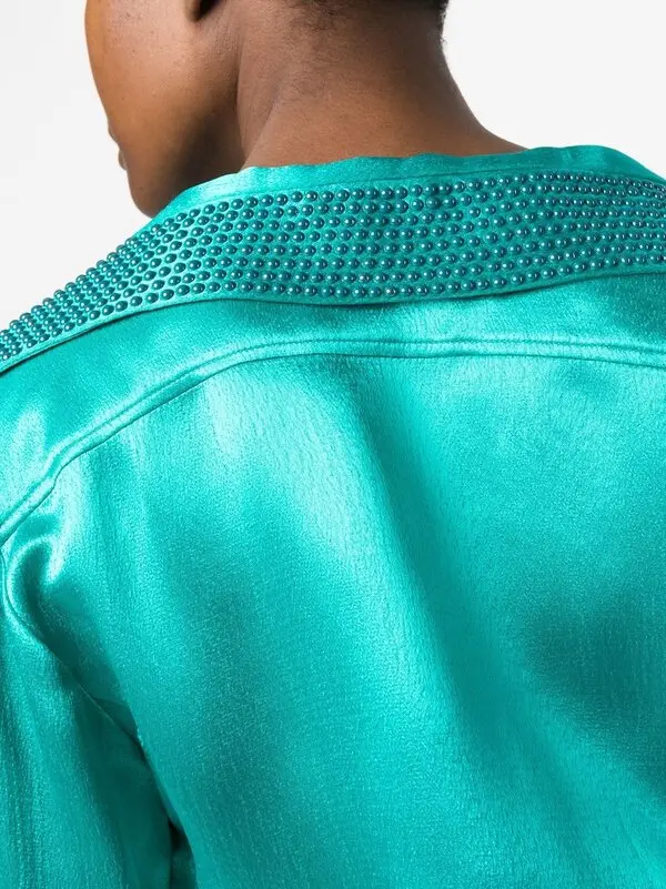 GENNY Stud-embellished Satin Shirt
