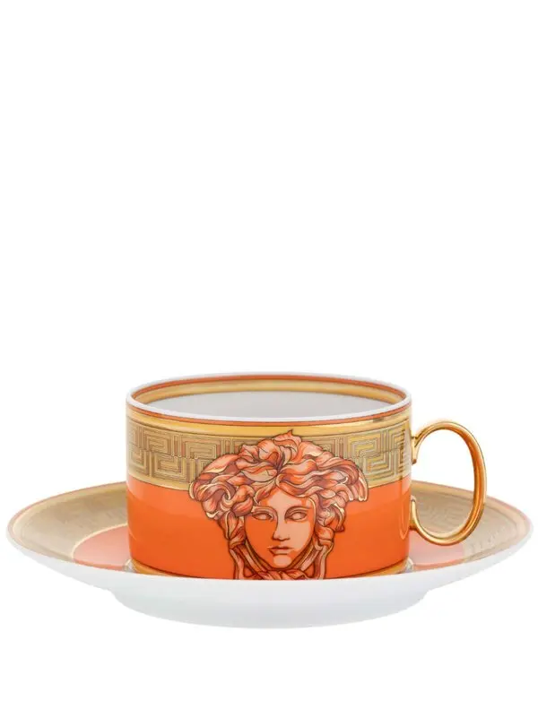 Versace Coin Medusa Cup And Saucer - Orange