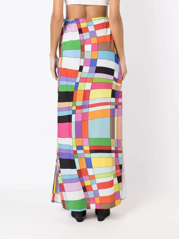 AMIR SLAMA Geometric-print Maxi Skirt