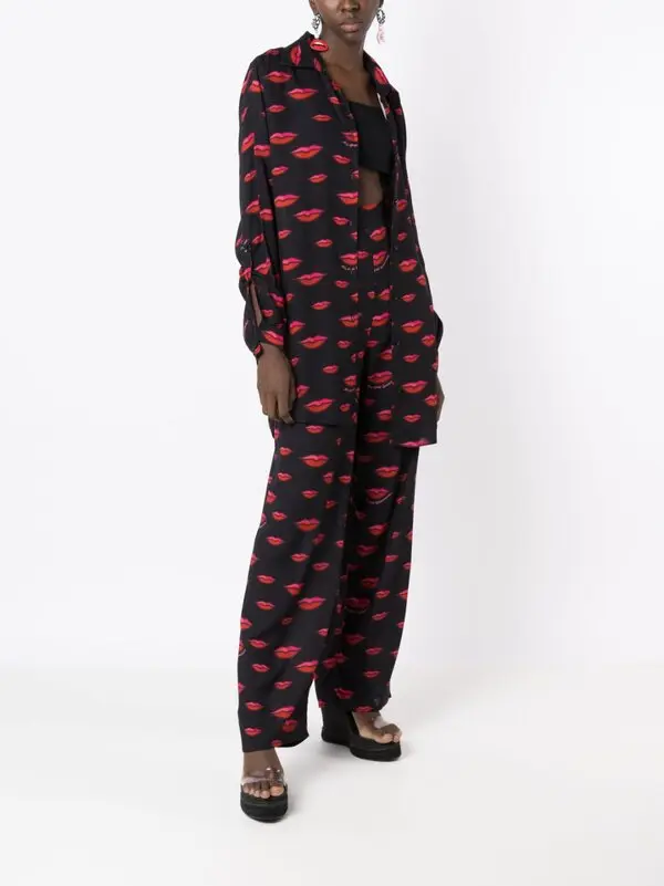 AMIR SLAMA Lips-motif Button-up Shirt - Black