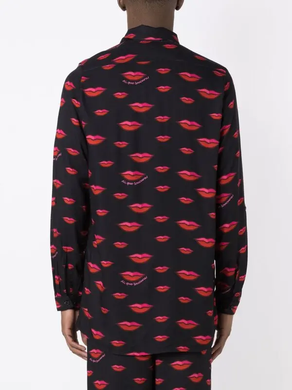 AMIR SLAMA Lips-motif Button-up Shirt - Black