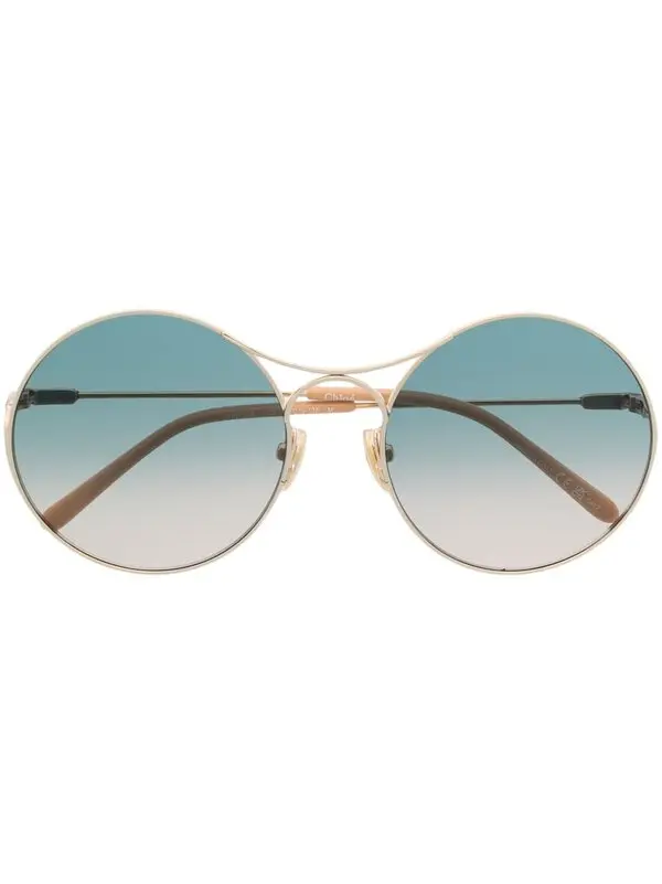 Chloé Logo-engraved Round-frame Sunglasses - Gold