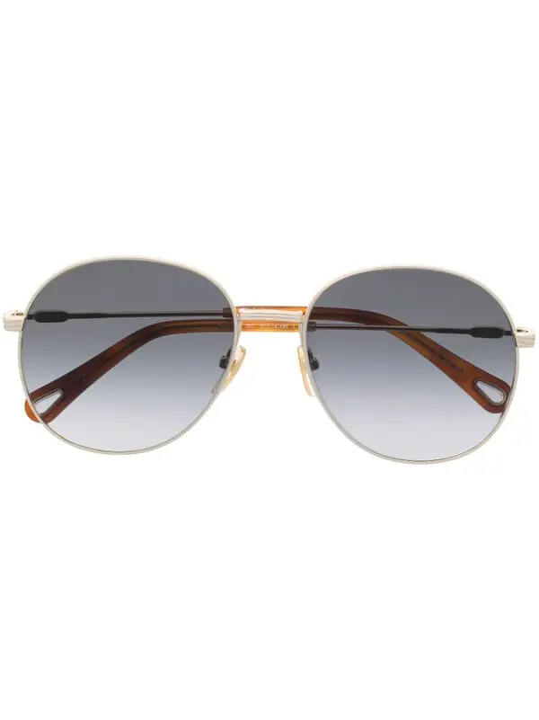 Chloé Logo-engraved Sunglasses - Gold