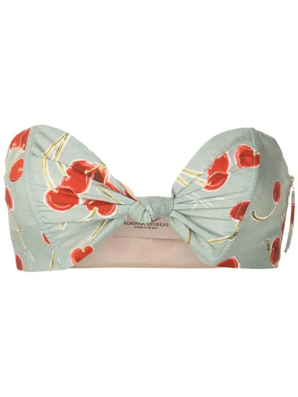 ADRIANA DEGREAS Cherry-print Crop Top