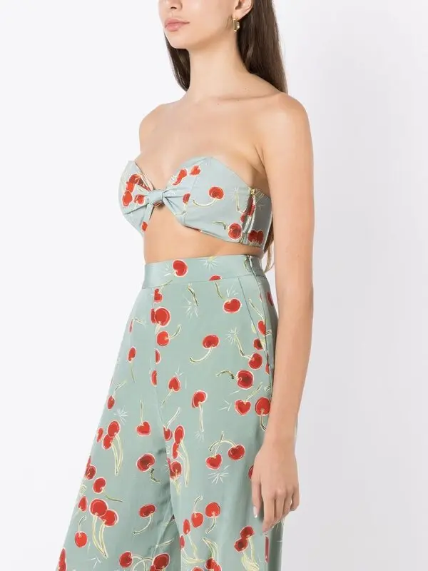 ADRIANA DEGREAS Cherry-print Crop Top