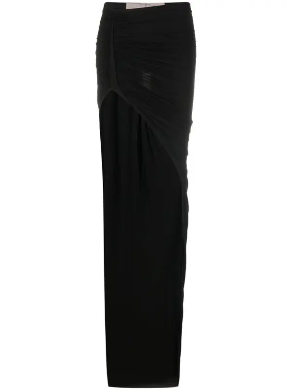 Rick Owens Asymmetric Maxi Skirt - Black