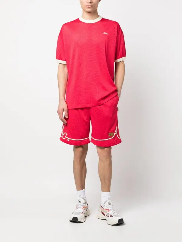 ADVISORY BOARD CRYSTALS Logo-appliqué Track Shorts - Red