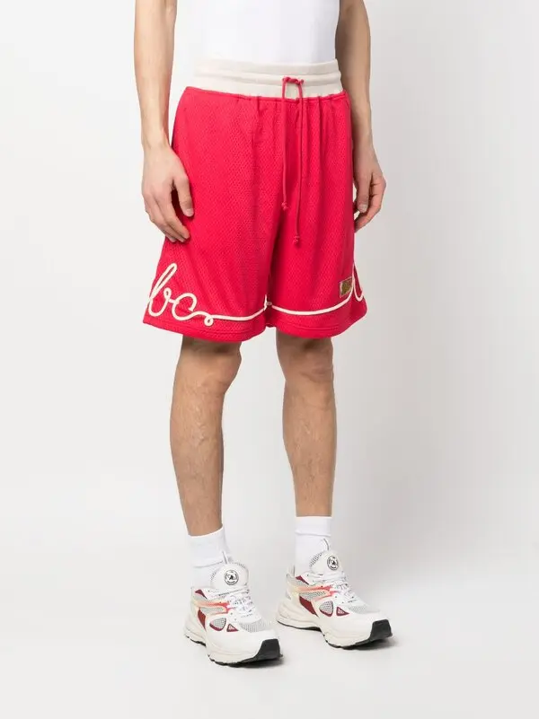 ADVISORY BOARD CRYSTALS Logo-appliqué Track Shorts - Red
