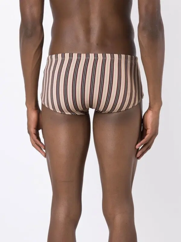 AMIR SLAMA Stripe-print Swimming Trunks - Brown