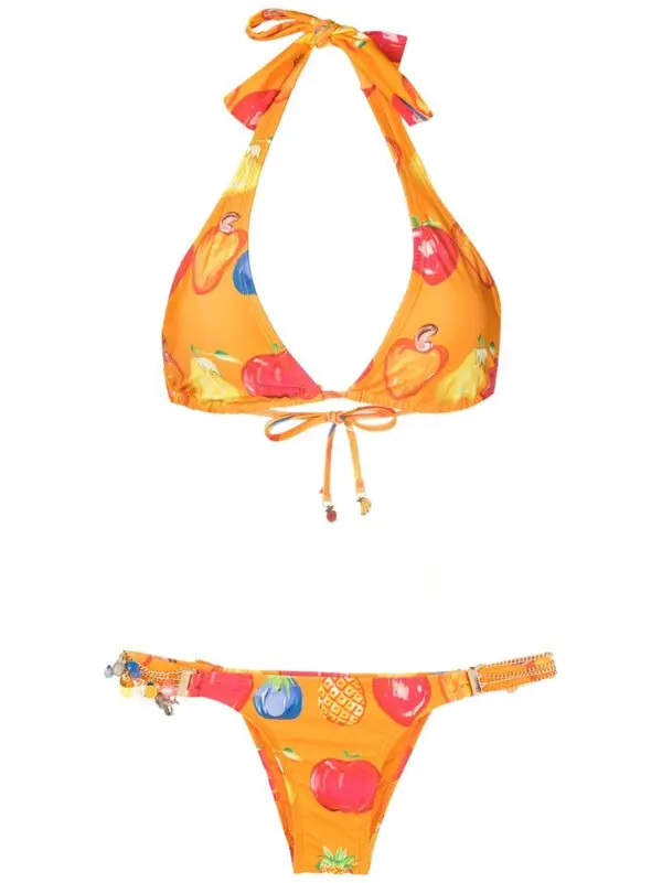 AMIR SLAMA Fruit-print Two-piece Bikini Set - Orange