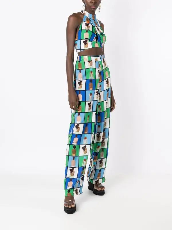 AMIR SLAMA Graphic-print Halterneck Top