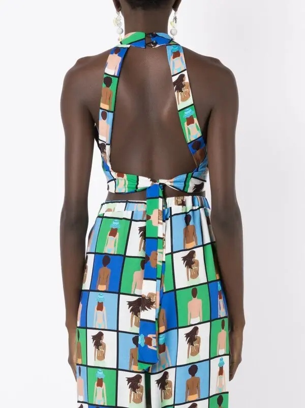 AMIR SLAMA Graphic-print Halterneck Top