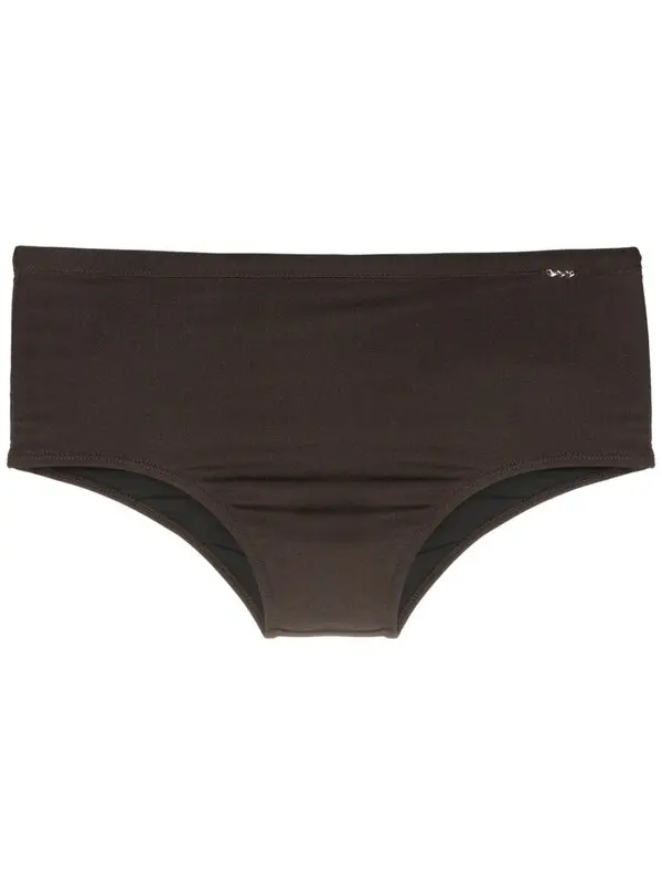 AMIR SLAMA Logo-plaque Swim Trunks - Brown