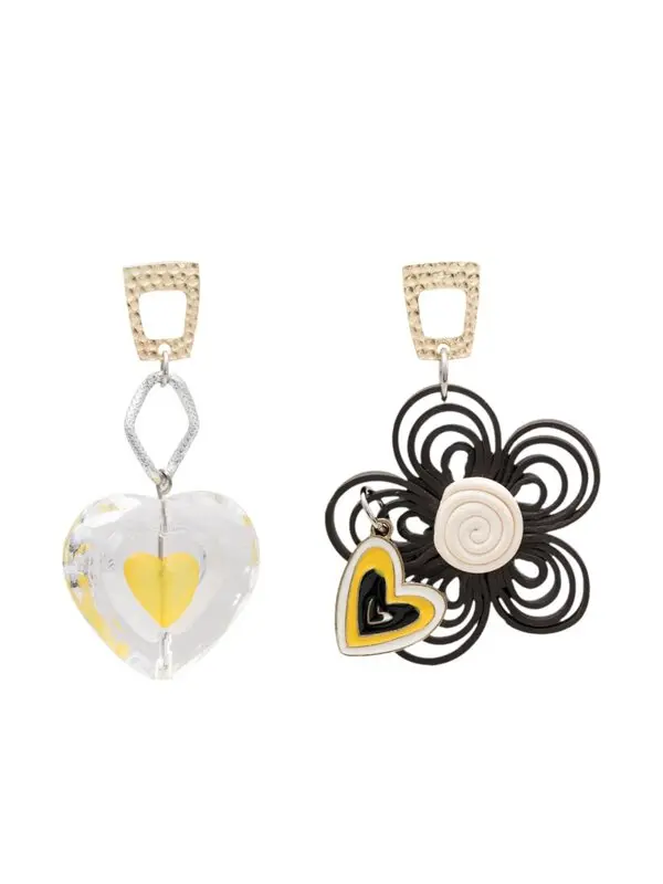 AMIR SLAMA Heart-charm Drop Earrings - Multicolour