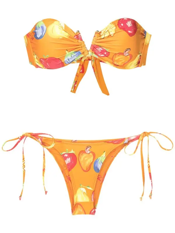 AMIR SLAMA Fruit-print Two-piece Bikini Set - Orange