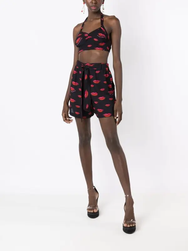 AMIR SLAMA Lip-print Cropped Top