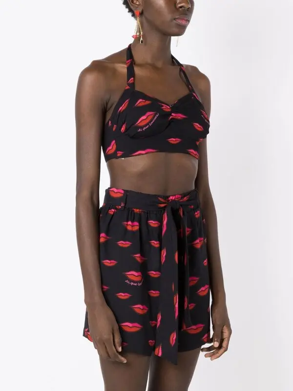 AMIR SLAMA Lip-print Cropped Top