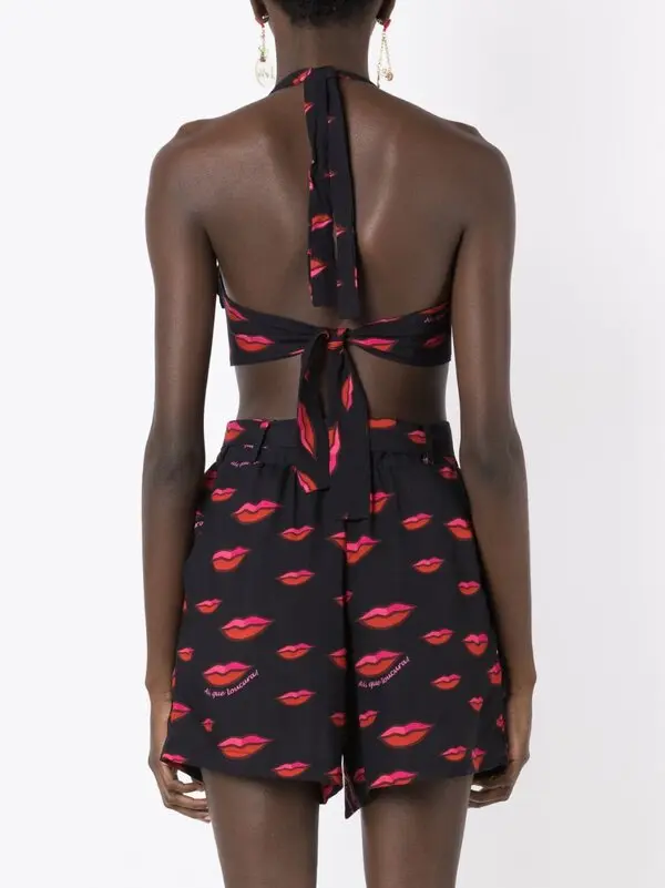 AMIR SLAMA Lip-print Cropped Top