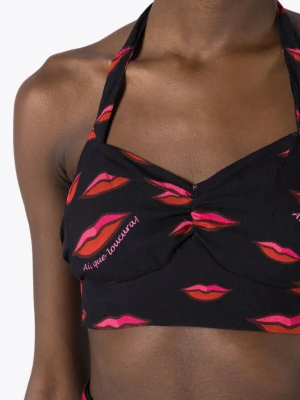 AMIR SLAMA Lip-print Cropped Top