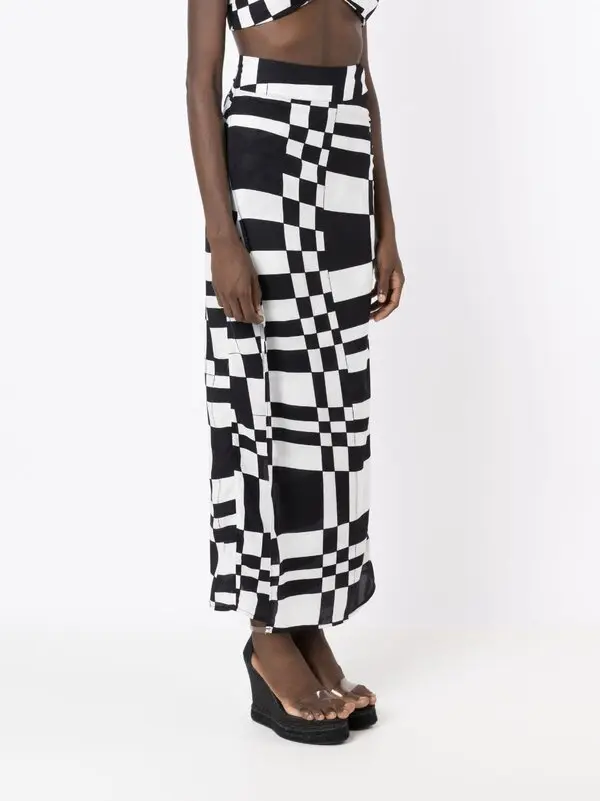 AMIR SLAMA Geometric-print Midi Skirt