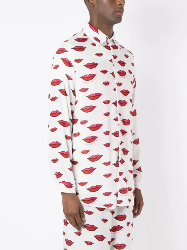 AMIR SLAMA Lips-motif Cotton Shirt - White