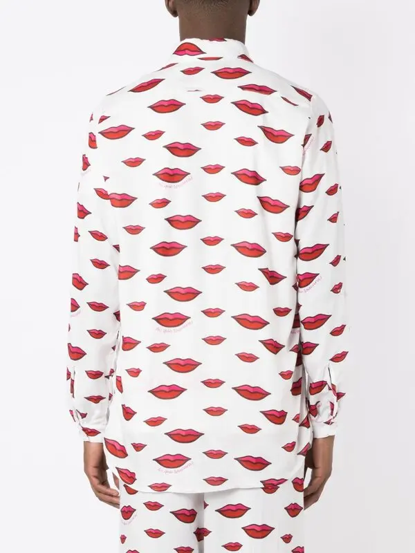 AMIR SLAMA Lips-motif Cotton Shirt - White
