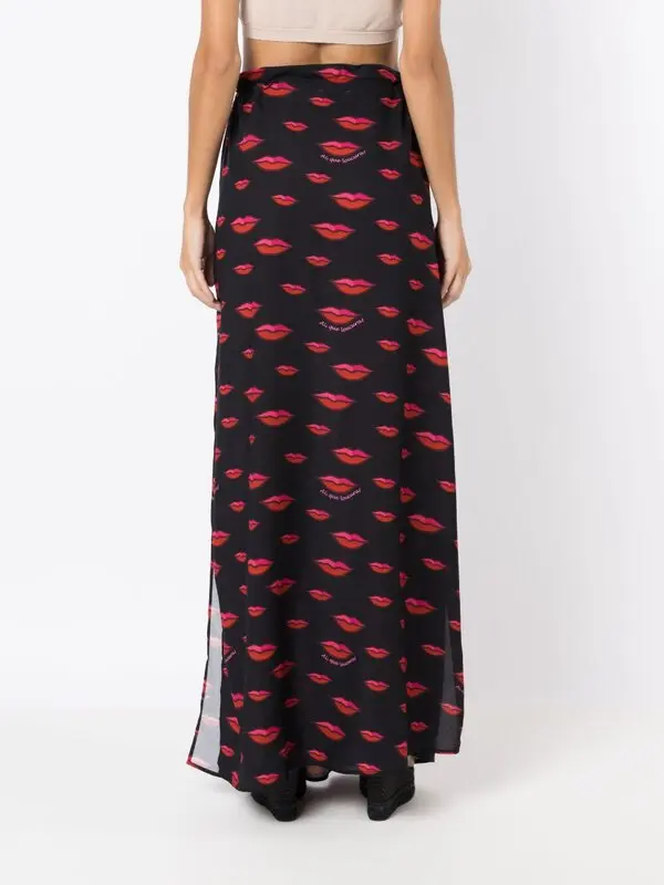 AMIR SLAMA Lip-print Maxi Skirt