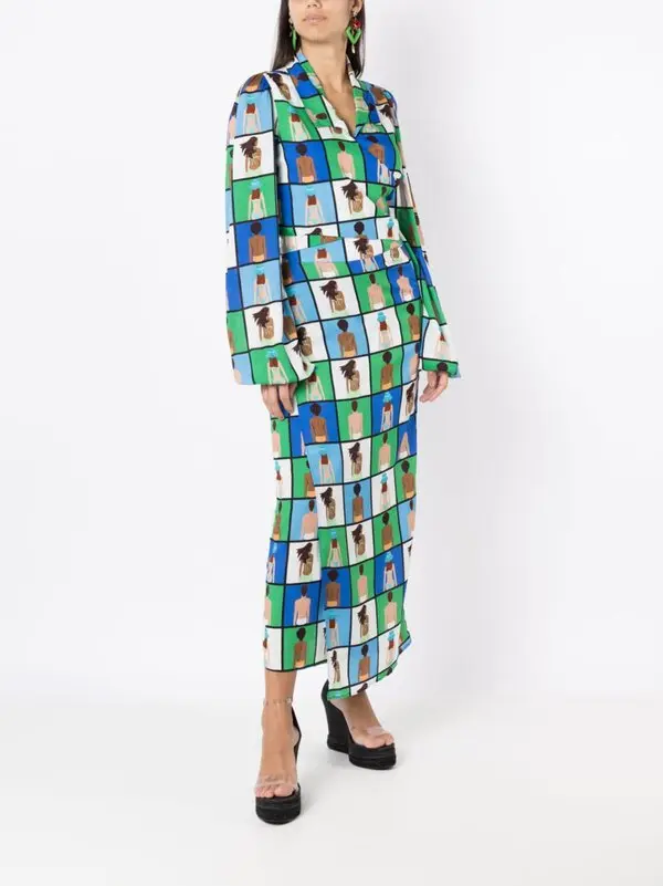 AMIR SLAMA Graphic-print Midi Skirt