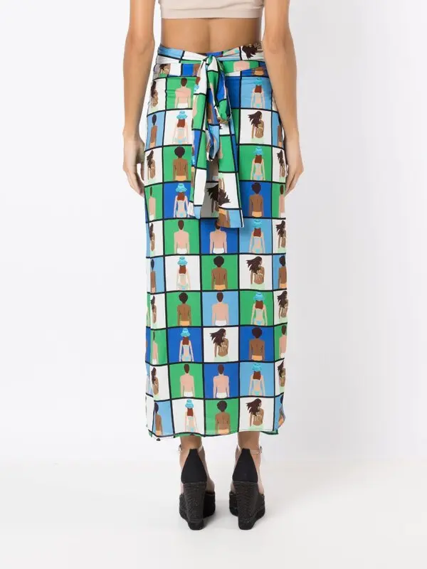 AMIR SLAMA Graphic-print Midi Skirt