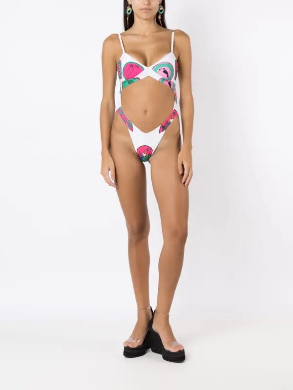 AMIR SLAMA Graphic-print Cut-out One Piece Swimsuit
