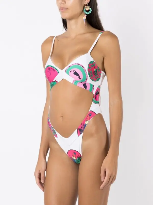 AMIR SLAMA Graphic-print Cut-out One Piece Swimsuit