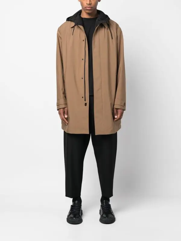 Zegna Long-sleeve Hooded Raincoat