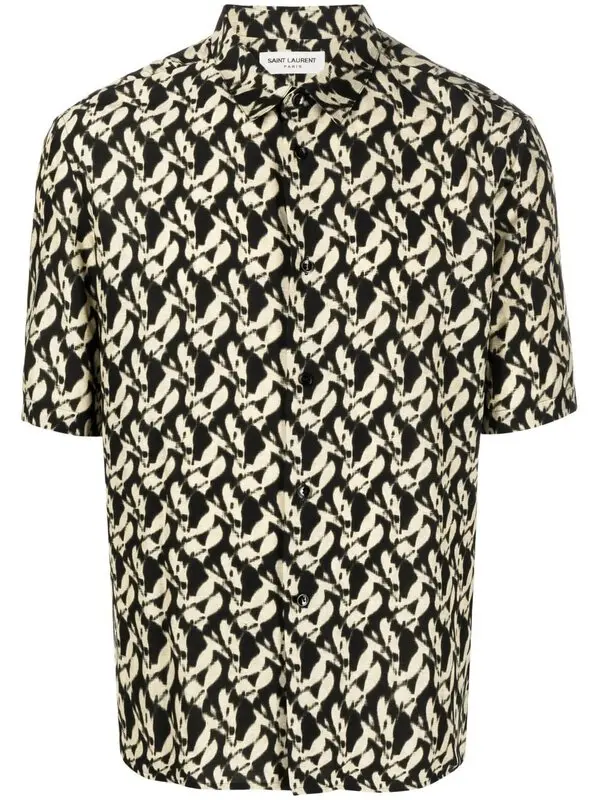 Saint Laurent Abstract-print Cotton Shirt
