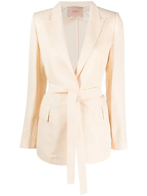 TWINSET Single-breasted Tie-waist Blazer - Neutrals