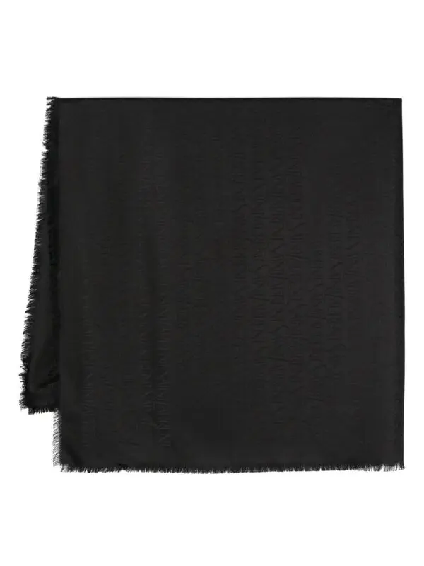 Saint Laurent Logo-jacquard Fringed Scarf - Black