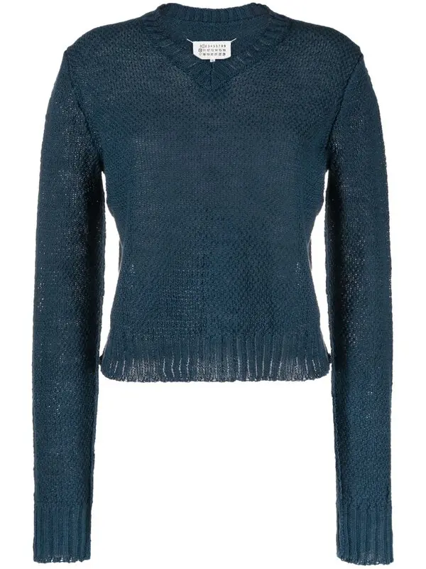 MAISON MARGIELA V-neck Basket-weave Jumper