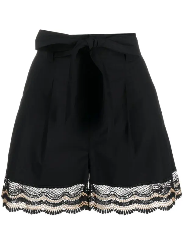TWINSET Lace-trim Wide-leg Shorts