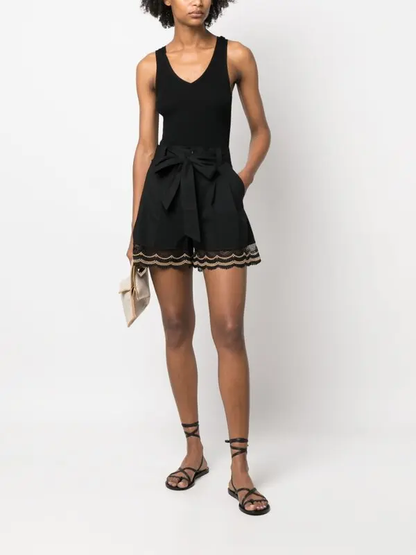 TWINSET Lace-trim Wide-leg Shorts