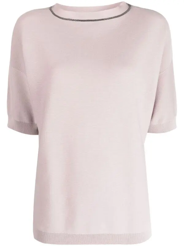 Fabiana Filippi Ball-chain Detail Fine-knit Top - Pink