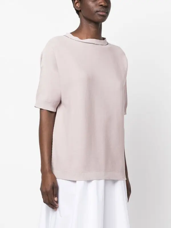 Fabiana Filippi Ball-chain Detail Fine-knit Top - Pink