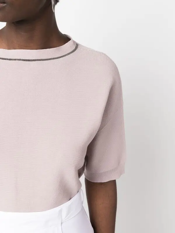 Fabiana Filippi Ball-chain Detail Fine-knit Top - Pink