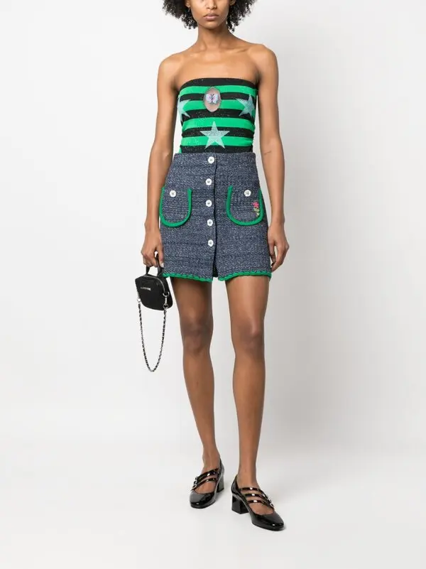 CORMIO Chiara Flower-buttons Short Skirt - Blue